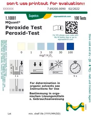 MERCK 1.10081.0001 - Peroxide Test - Merckoquant (1-3-10-30-100 Mg/L ...